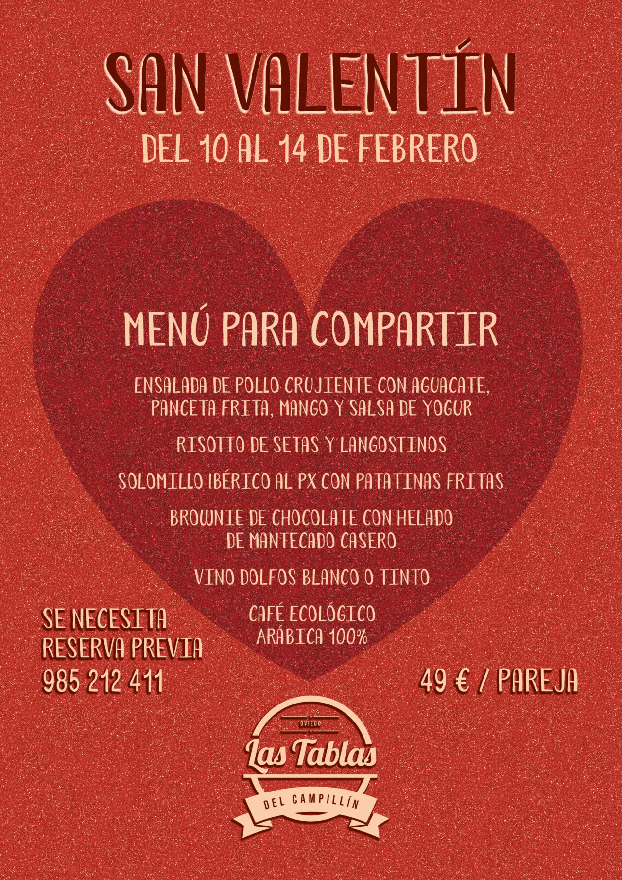 Menú San Valentín • Las tablas del Campillín